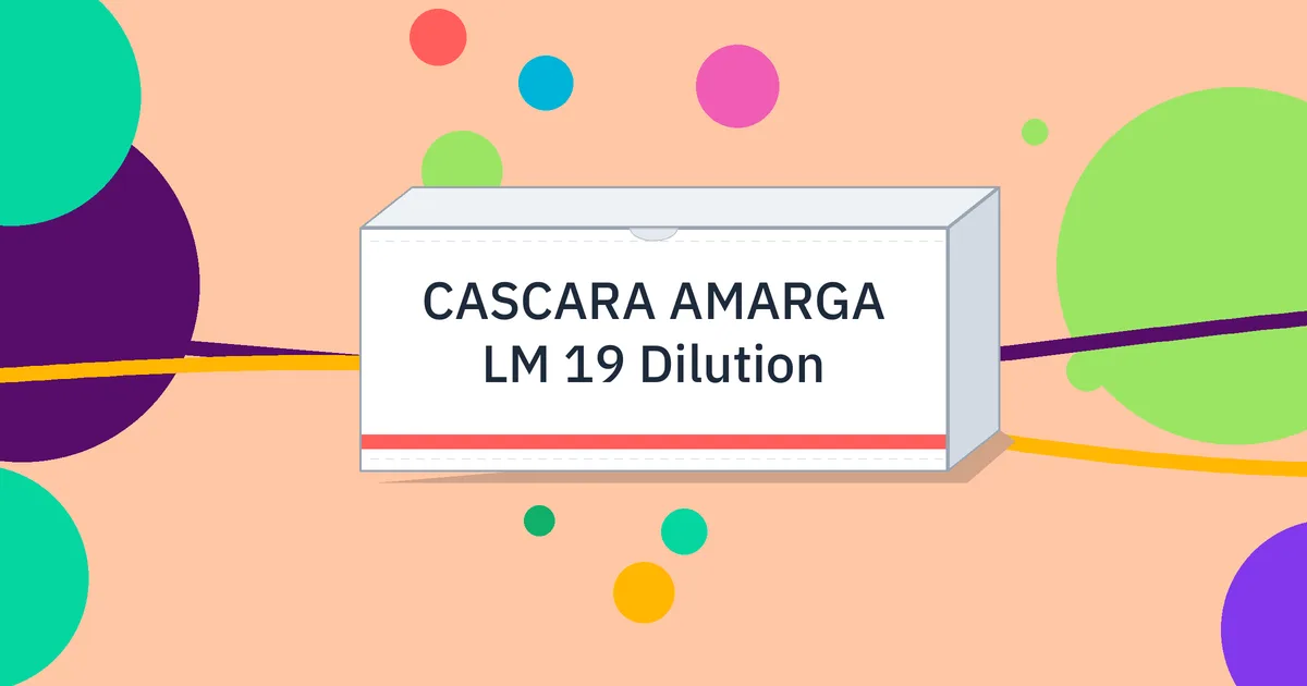 Symbolbild: Packung mit der Aufschrift CASCARA AMARGA LM 19 Dilution (PZN 13432511) – Verfügbarkeit und Bezug in Apotheken in Frankfurt am Main