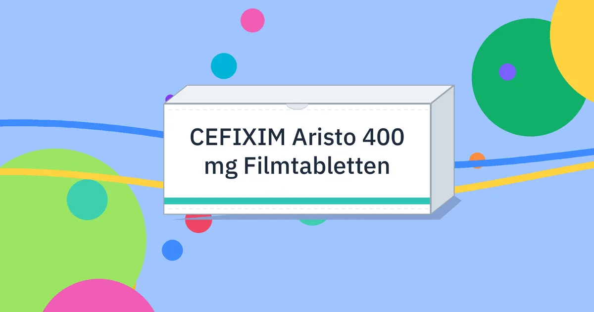 Symbolbild: Packung mit der Aufschrift CEFIXIM Aristo 400 mg Filmtabletten (PZN 19205880) – Verfügbarkeit und Bezug in Apotheken in Frankfurt am Main