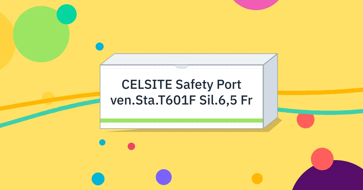 Symbolbild: Packung mit der Aufschrift CELSITE Safety Port ven.Sta.T601F Sil.6,5 Fr (PZN 11322735) – Verfügbarkeit und Bezug in Apotheken in Frankfurt am Main