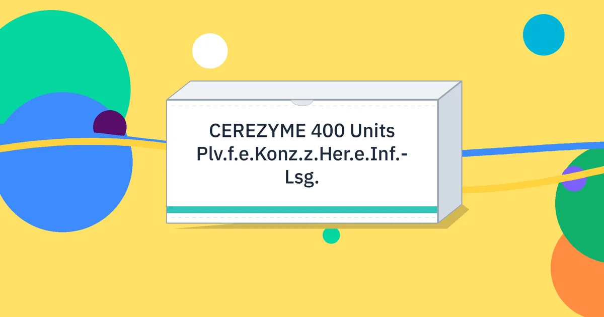 Symbolbild: Packung mit der Aufschrift CEREZYME 400 Units Plv.f.e.Konz.z.Her.e.Inf.-Lsg. (PZN 19553718) – Verfügbarkeit und Bezug in Apotheken in Frankfurt am Main