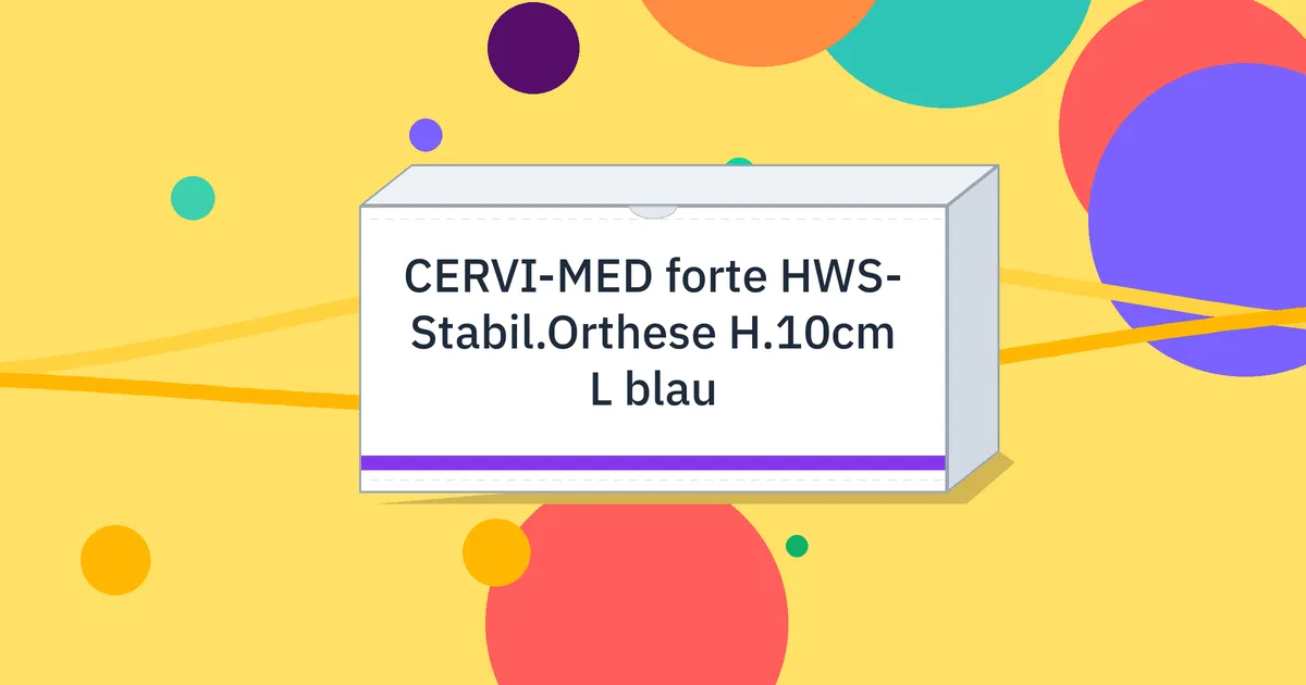 Symbolbild: Packung mit der Aufschrift CERVI-MED forte HWS-Stabil.Orthese H.10cm L blau (PZN 20309805) – Verfügbarkeit und Bezug in Apotheken in Frankfurt am Main