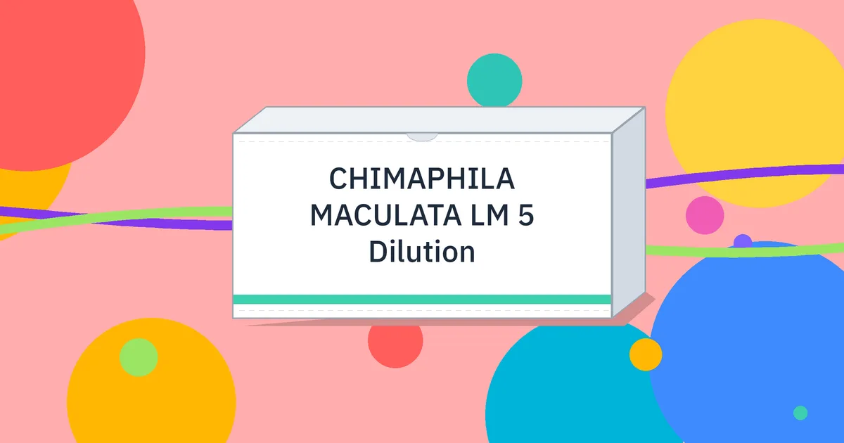 Symbolbild: Packung mit der Aufschrift CHIMAPHILA MACULATA LM 5 Dilution (PZN 13441697) – Verfügbarkeit und Bezug in Apotheken in Frankfurt am Main