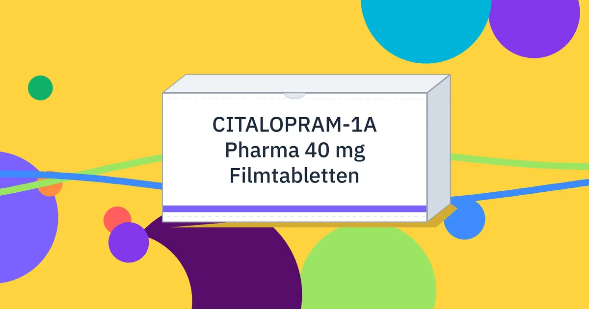 Symbolbild: Packung mit der Aufschrift CITALOPRAM-1A Pharma 40 mg Filmtabletten (PZN 00177046) – Verfügbarkeit und Bezug in Apotheken in Frankfurt am Main