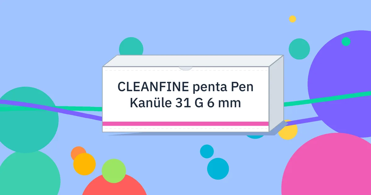 Symbolbild: Packung mit der Aufschrift CLEANFINE penta Pen Kanüle 31 G 6 mm (PZN 19767997) – Verfügbarkeit und Bezug in Apotheken in Frankfurt am Main