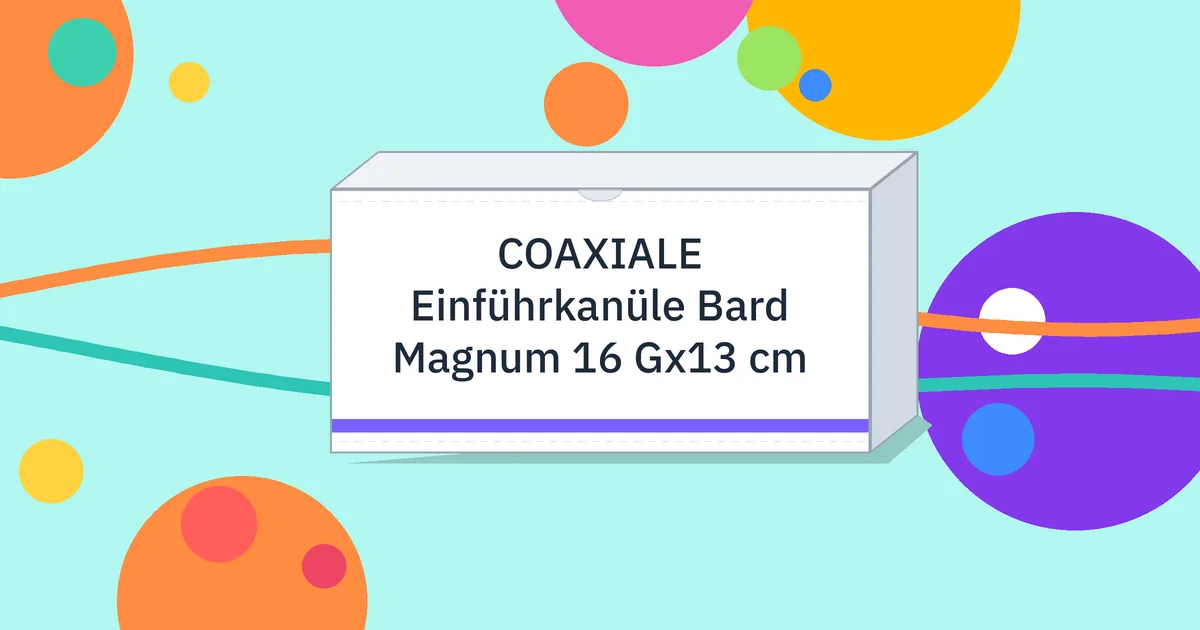 Symbolbild: Packung mit der Aufschrift COAXIALE Einführkanüle Bard Magnum 16 Gx13 cm (PZN 04669272) – Verfügbarkeit und Bezug in Apotheken in Frankfurt am Main