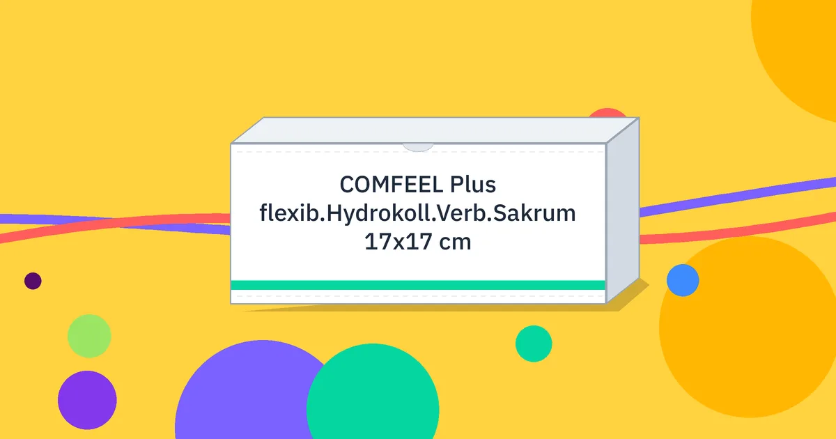 Symbolbild: Packung mit der Aufschrift COMFEEL Plus flexib.Hydrokoll.Verb.Sakrum 17x17 cm (PZN 20802517) – Verfügbarkeit und Bezug in Apotheken in Frankfurt am Main