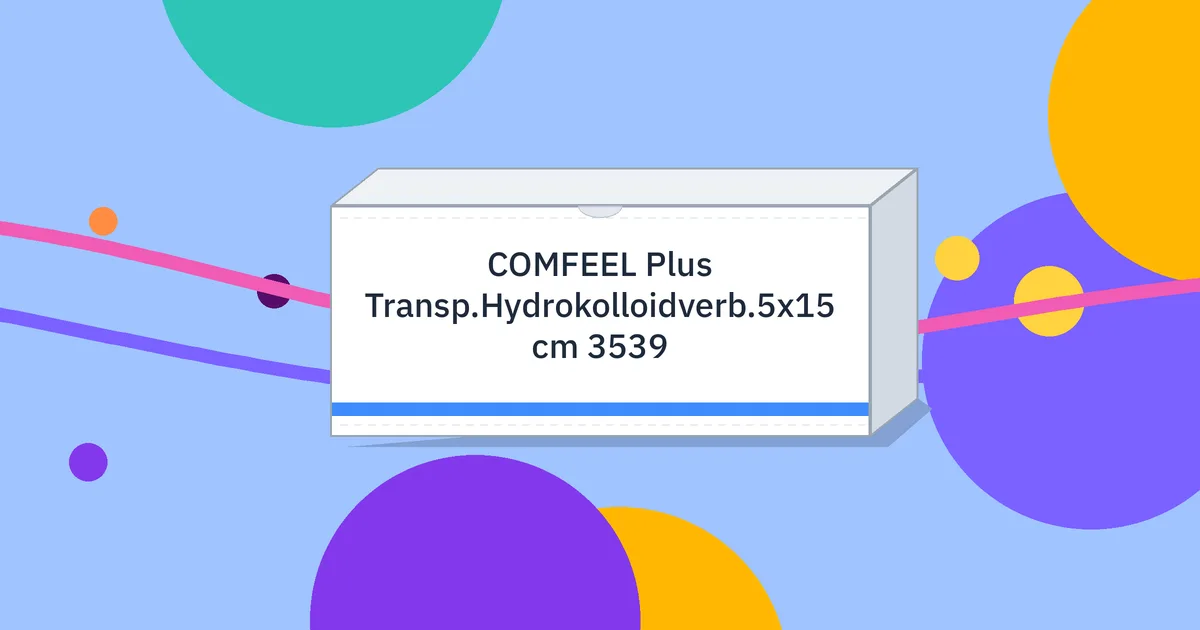 Symbolbild: Packung mit der Aufschrift COMFEEL Plus Transp.Hydrokolloidverb.5x15 cm 3539 (PZN 10284033) – Verfügbarkeit und Bezug in Apotheken in Frankfurt am Main