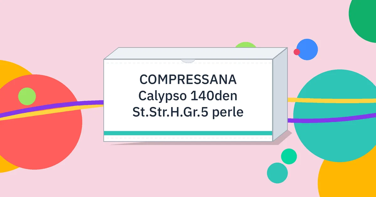 Symbolbild: Packung mit der Aufschrift COMPRESSANA Calypso 140den St.Str.H.Gr.5 perle (PZN 11217636) – Verfügbarkeit und Bezug in Apotheken in Frankfurt am Main