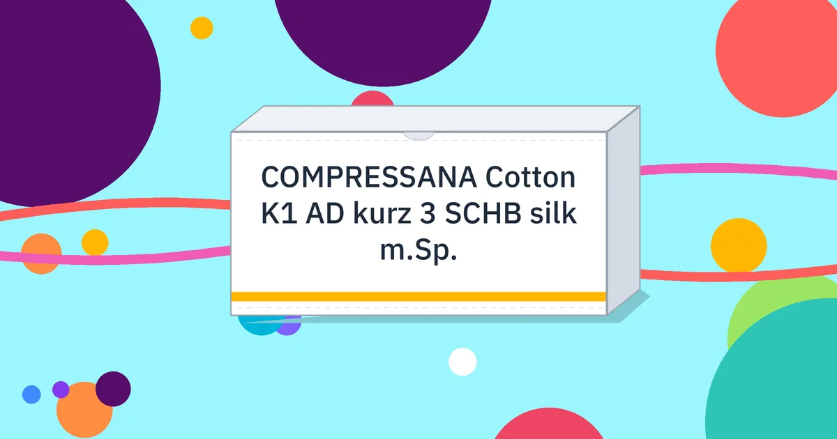 Symbolbild: Packung mit der Aufschrift COMPRESSANA Cotton K1 AD kurz 3 SCHB silk m.Sp. (PZN 16959271) – Verfügbarkeit und Bezug in Apotheken in Frankfurt am Main