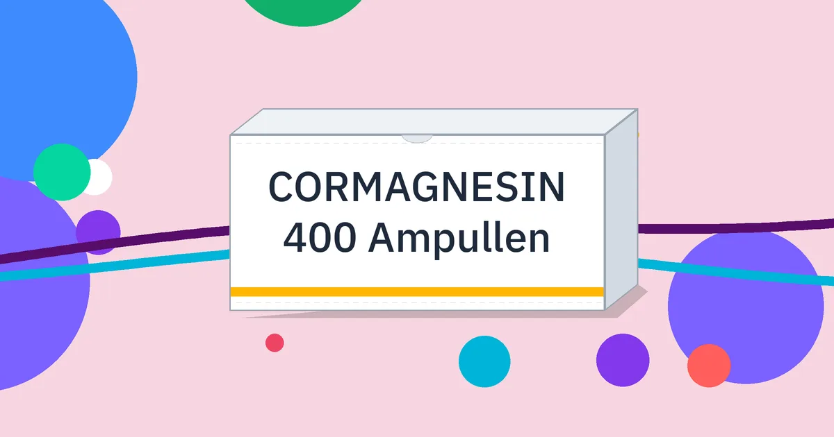 Symbolbild: Packung mit der Aufschrift CORMAGNESIN 400 Ampullen (PZN 04652403) – Verfügbarkeit und Bezug in Apotheken in Frankfurt am Main