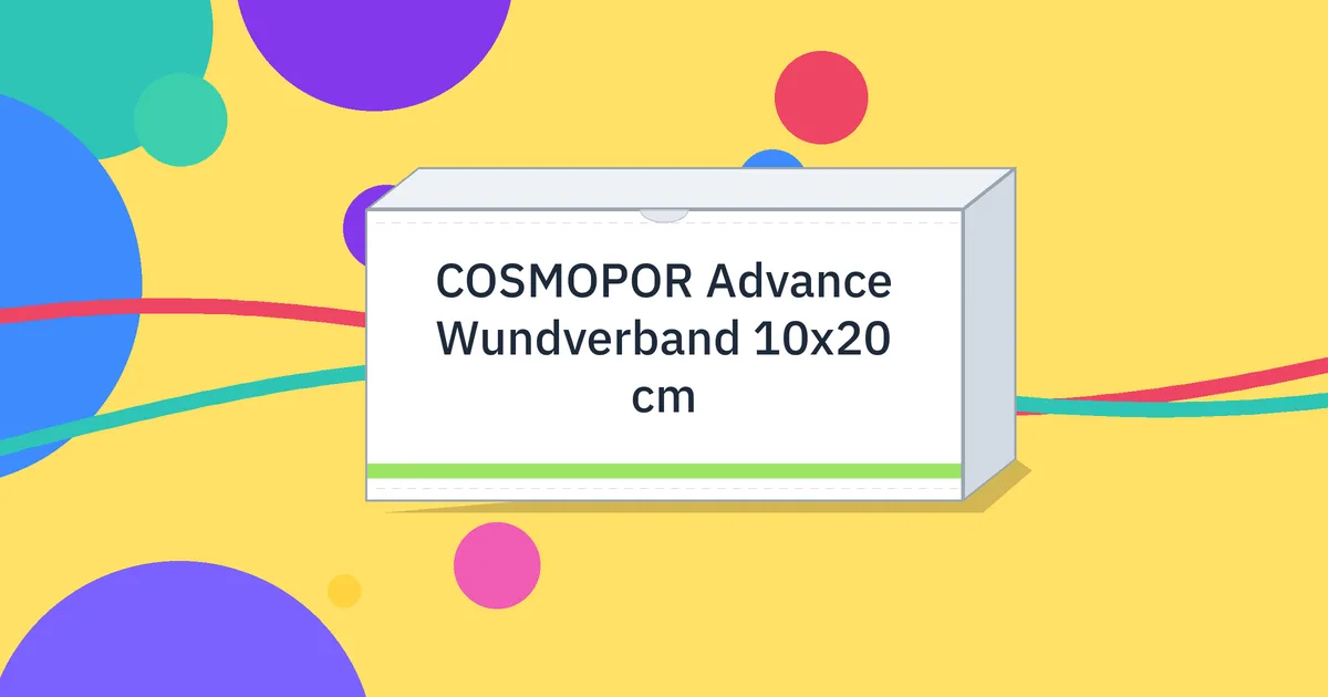 Symbolbild: Packung mit der Aufschrift COSMOPOR Advance Wundverband 10x20 cm (PZN 20300112) – Verfügbarkeit und Bezug in Apotheken in Frankfurt am Main