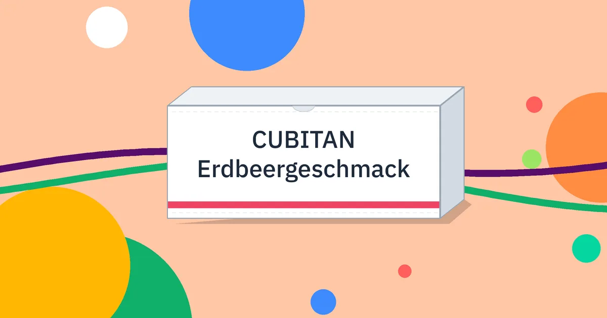 Symbolbild: Packung mit der Aufschrift CUBITAN Erdbeergeschmack (PZN 06101386) – Verfügbarkeit und Bezug in Apotheken in Frankfurt am Main