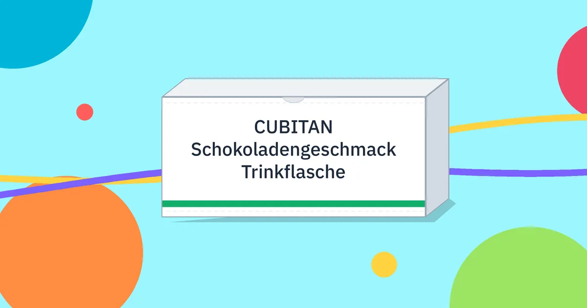 Symbolbild: Packung mit der Aufschrift CUBITAN Schokoladengeschmack Trinkflasche (PZN 01162087) – Verfügbarkeit und Bezug in Apotheken in Frankfurt am Main