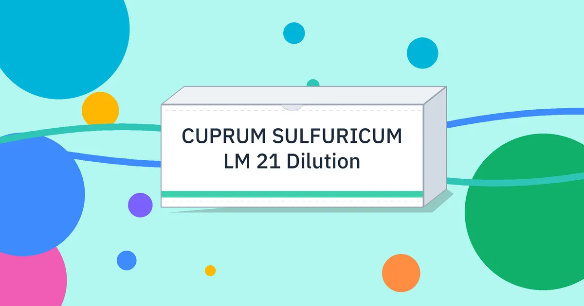 Symbolbild: Packung mit der Aufschrift CUPRUM SULFURICUM LM 21 Dilution (PZN 12839133) – Verfügbarkeit und Bezug in Apotheken in Frankfurt am Main