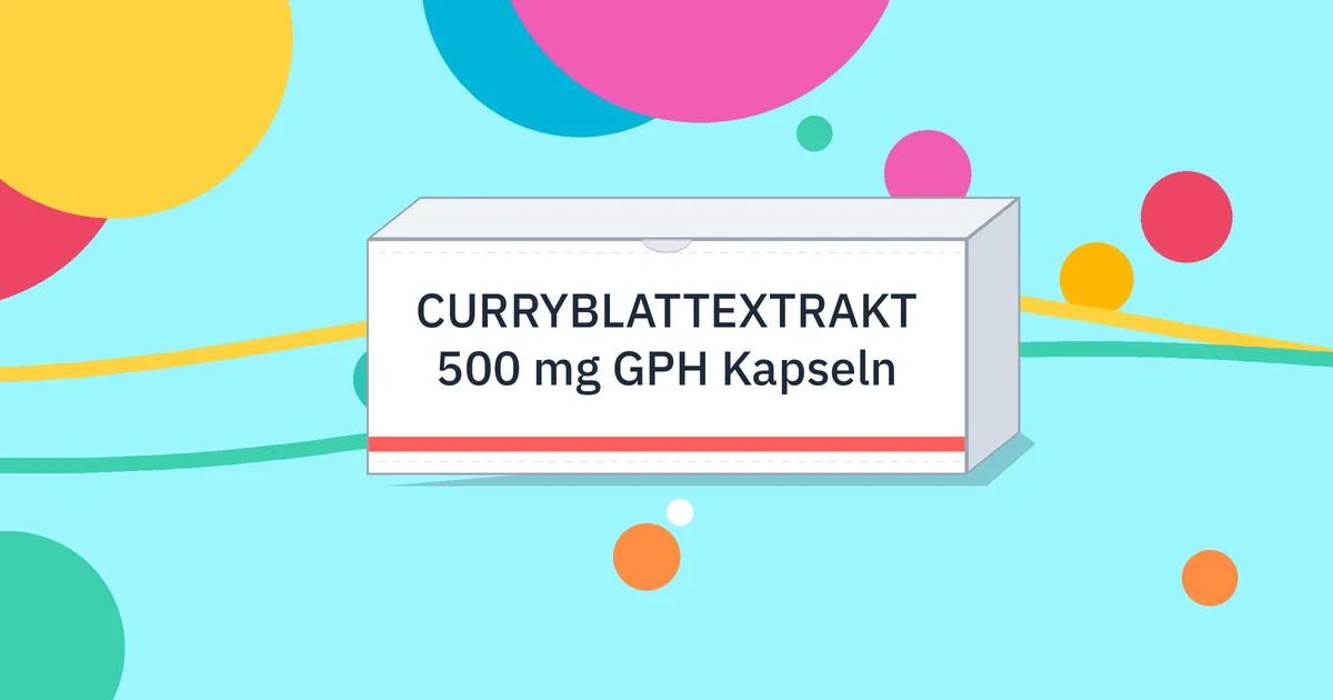 Symbolbild: Packung mit der Aufschrift CURRYBLATTEXTRAKT 500 mg GPH Kapseln (PZN 11146540) – Verfügbarkeit und Bezug in Apotheken in Frankfurt am Main