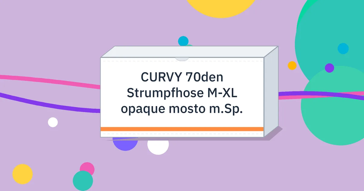 Symbolbild: Packung mit der Aufschrift CURVY 70den Strumpfhose M-XL opaque mosto m.Sp. (PZN 16175960) – Verfügbarkeit und Bezug in Apotheken in Frankfurt am Main