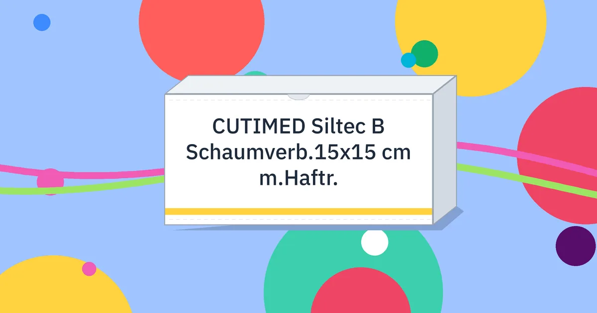 Symbolbild: Packung mit der Aufschrift CUTIMED Siltec B Schaumverb.15x15 cm m.Haftr. (PZN 19100709) – Verfügbarkeit und Bezug in Apotheken in Frankfurt am Main