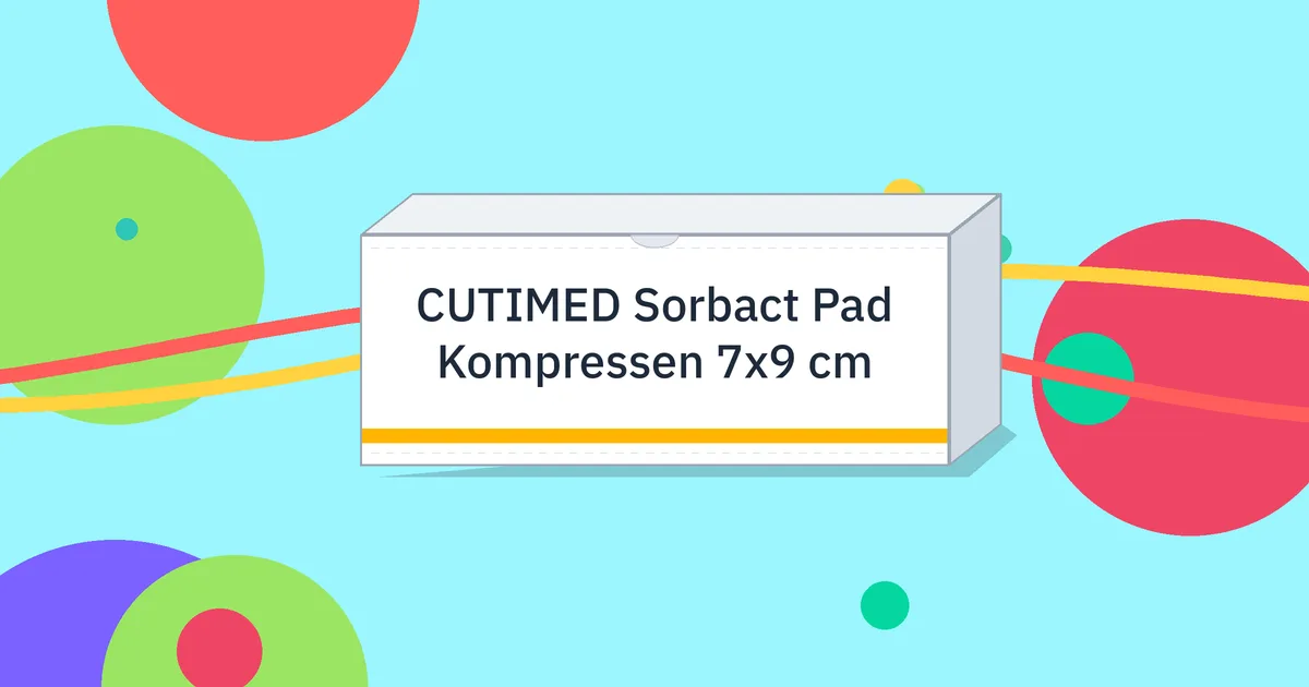 Symbolbild: Packung mit der Aufschrift CUTIMED Sorbact Pad Kompressen 7x9 cm (PZN 20845082) – Verfügbarkeit und Bezug in Apotheken in Frankfurt am Main