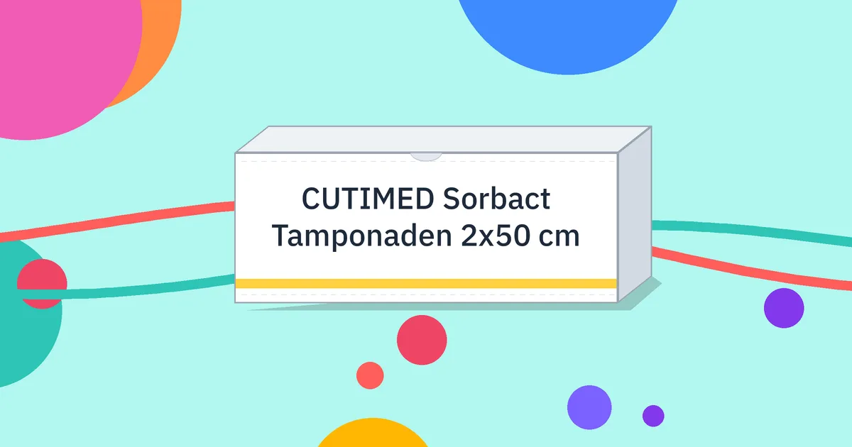 Symbolbild: Packung mit der Aufschrift CUTIMED Sorbact Tamponaden 2x50 cm (PZN 19700071) – Verfügbarkeit und Bezug in Apotheken in Frankfurt am Main