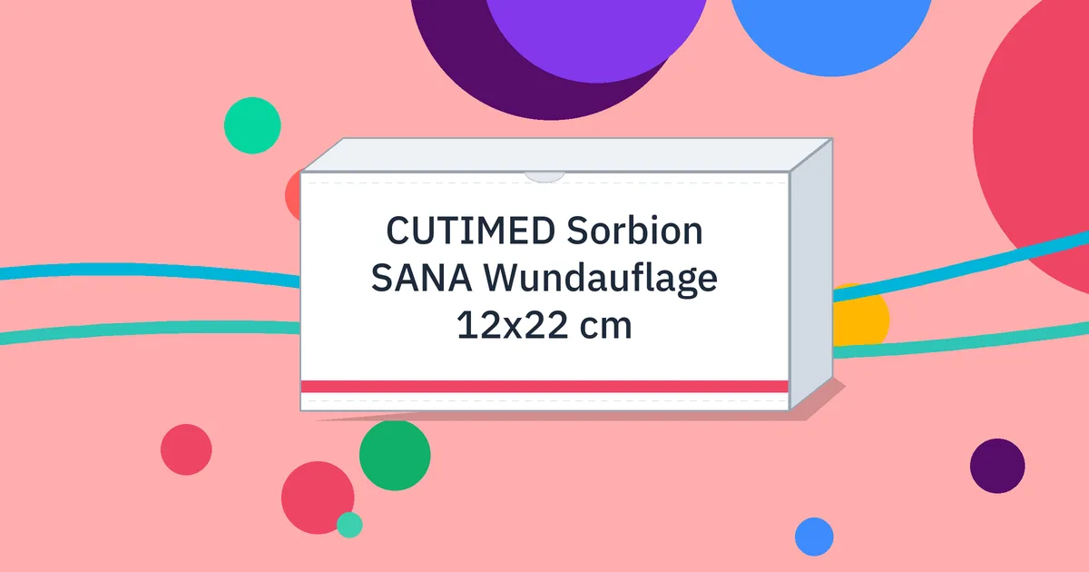 Symbolbild: Packung mit der Aufschrift CUTIMED Sorbion SANA Wundauflage 12x22 cm (PZN 19874894) – Verfügbarkeit und Bezug in Apotheken in Frankfurt am Main