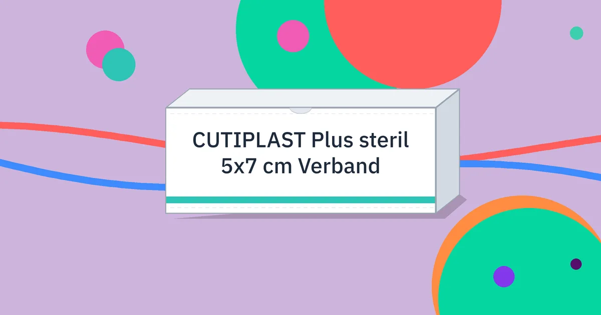 Symbolbild: Packung mit der Aufschrift CUTIPLAST Plus steril 5x7 cm Verband (PZN 18806169) – Verfügbarkeit und Bezug in Apotheken in Frankfurt am Main