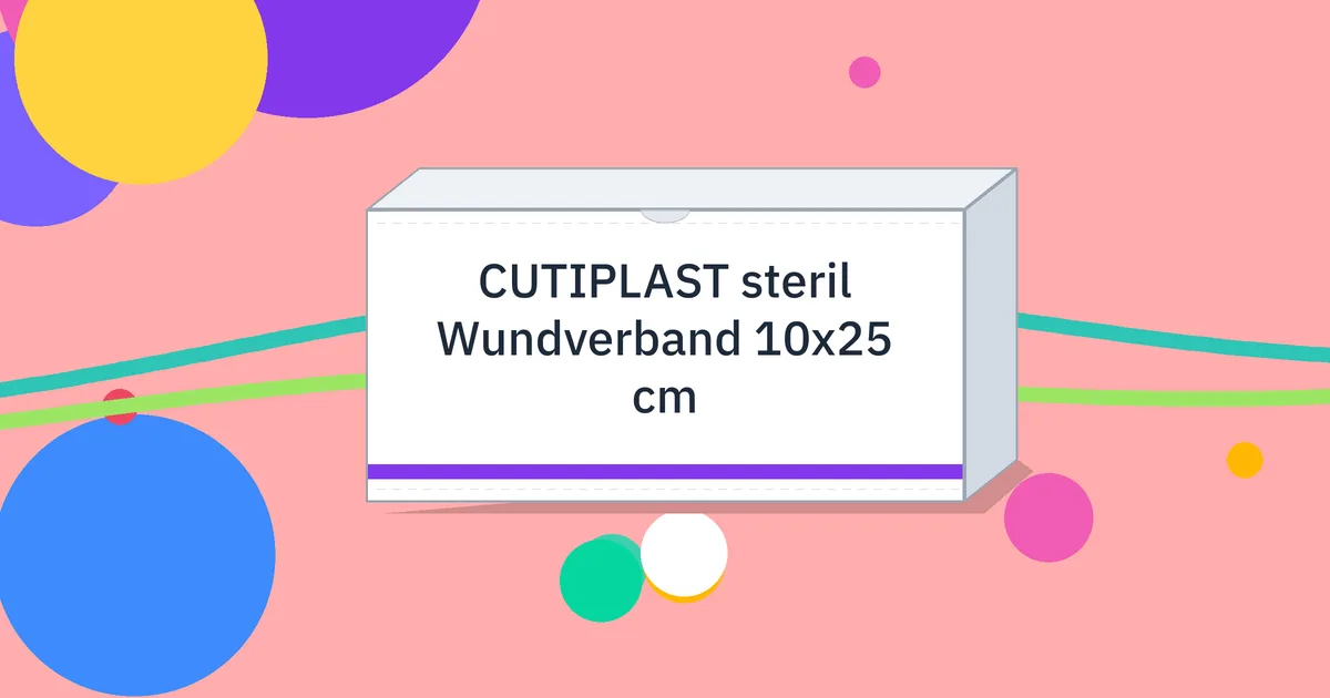 Symbolbild: Packung mit der Aufschrift CUTIPLAST steril Wundverband 10x25 cm (PZN 16538291) – Verfügbarkeit und Bezug in Apotheken in Frankfurt am Main