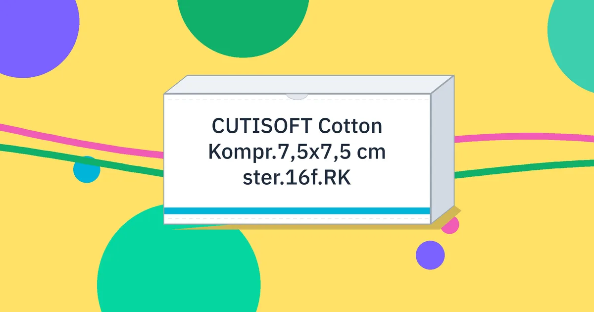 Symbolbild: Packung mit der Aufschrift CUTISOFT Cotton Kompr.7,5x7,5 cm ster.16f.RK (PZN 03898214) – Verfügbarkeit und Bezug in Apotheken in Frankfurt am Main