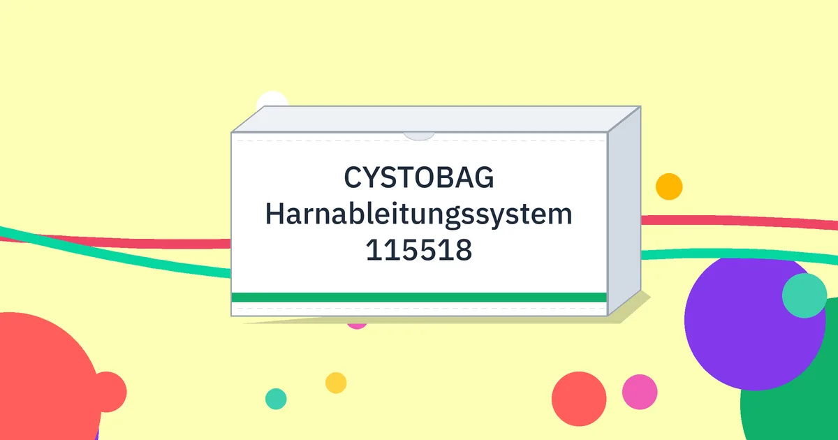 Symbolbild: Packung mit der Aufschrift CYSTOBAG Harnableitungssystem 115518 (PZN 05700564) – Verfügbarkeit und Bezug in Apotheken in Frankfurt am Main