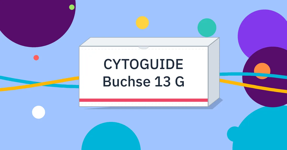 Symbolbild: Packung mit der Aufschrift CYTOGUIDE Buchse 13 G (PZN 03483370) – Verfügbarkeit und Bezug in Apotheken in Frankfurt am Main