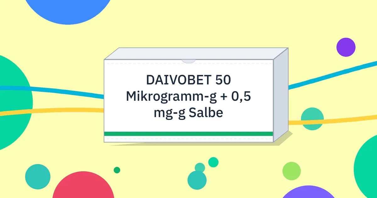 Symbolbild: Packung mit der Aufschrift DAIVOBET 50 Mikrogramm-g + 0,5 mg-g Salbe (PZN 08876861) – Verfügbarkeit und Bezug in Apotheken in Frankfurt am Main