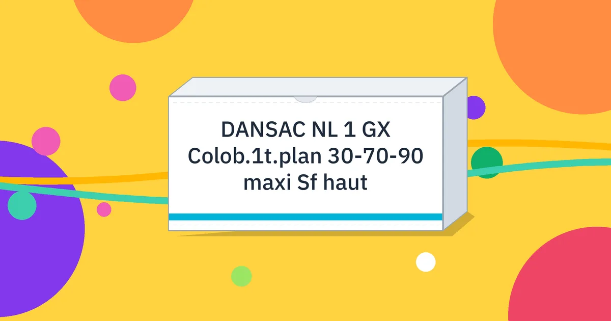 Symbolbild: Packung mit der Aufschrift DANSAC NL 1 GX Colob.1t.plan 30-70-90 maxi Sf haut (PZN 10945635) – Verfügbarkeit und Bezug in Apotheken in Frankfurt am Main