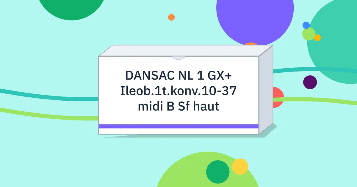 Symbolbild: Packung mit der Aufschrift DANSAC NL 1 GX+ Ileob.1t.konv.10-37 midi B Sf haut (PZN 10919885) – Verfügbarkeit und Bezug in Apotheken in Frankfurt am Main