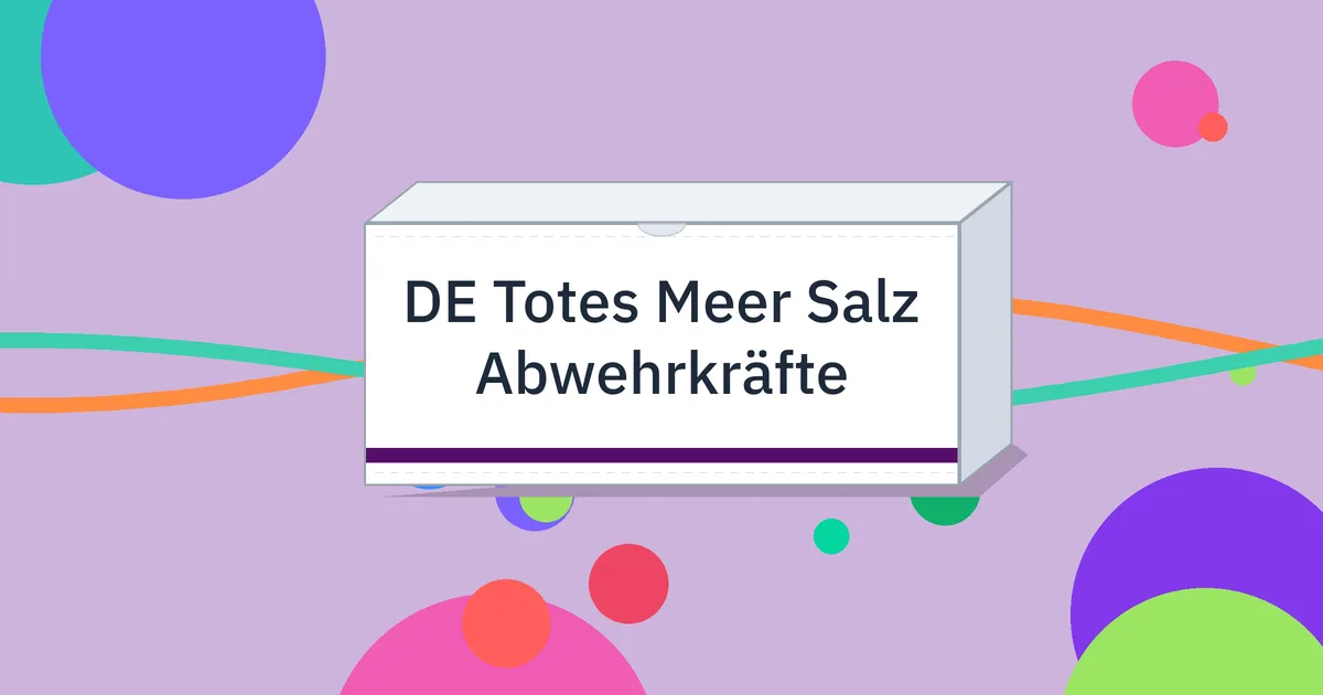 Symbolbild: Packung mit der Aufschrift DE Totes Meer Salz Abwehrkräfte (PZN 15876229) – Verfügbarkeit und Bezug in Apotheken in Frankfurt am Main
