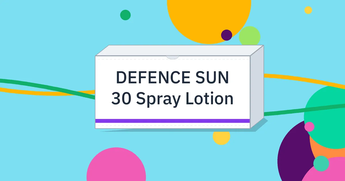 Symbolbild: Packung mit der Aufschrift DEFENCE SUN 30 Spray Lotion (PZN 11892639) – Verfügbarkeit und Bezug in Apotheken in Frankfurt am Main