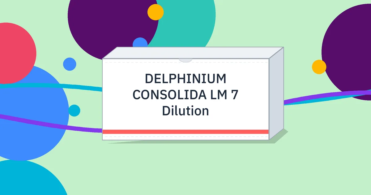 Symbolbild: Packung mit der Aufschrift DELPHINIUM CONSOLIDA LM 7 Dilution (PZN 13463233) – Verfügbarkeit und Bezug in Apotheken in Frankfurt am Main