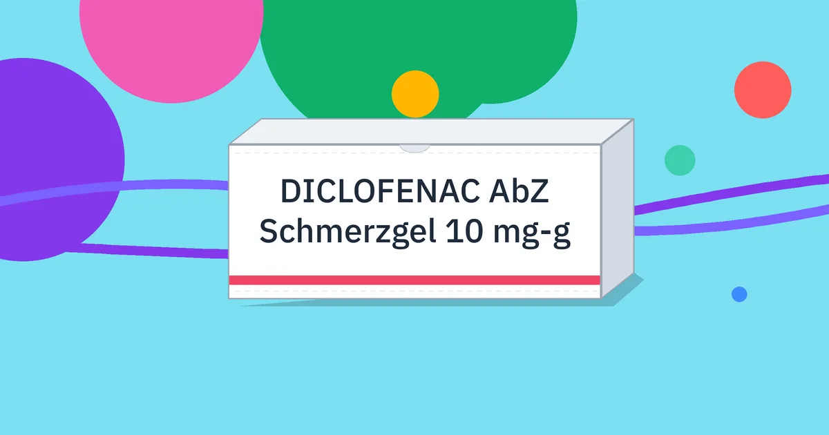 Symbolbild: Packung mit der Aufschrift DICLOFENAC AbZ Schmerzgel 10 mg-g (PZN 17439496) – Verfügbarkeit und Bezug in Apotheken in Frankfurt am Main