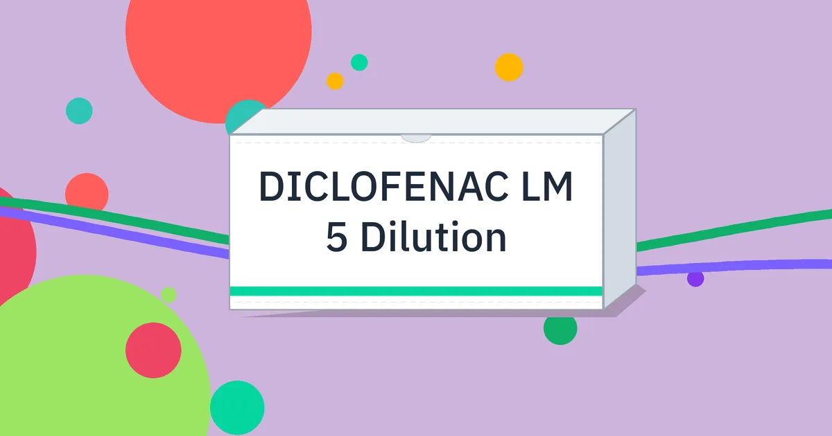 Symbolbild: Packung mit der Aufschrift DICLOFENAC LM 5 Dilution (PZN 12841199) – Verfügbarkeit und Bezug in Apotheken in Frankfurt am Main