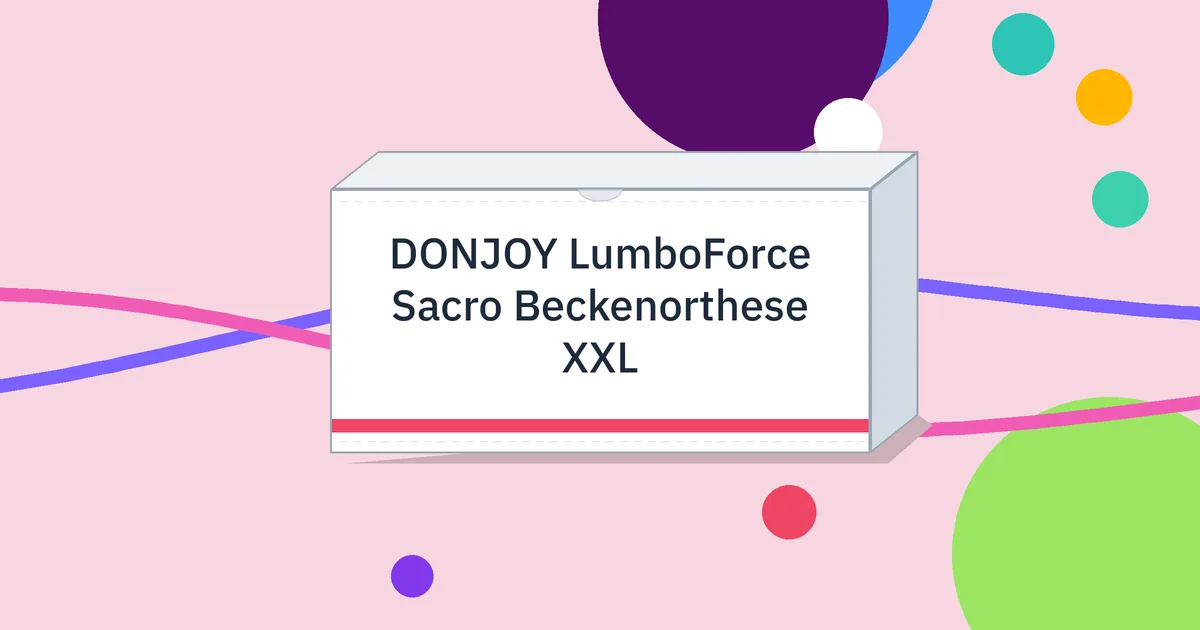 Symbolbild: Packung mit der Aufschrift DONJOY LumboForce Sacro Beckenorthese XXL (PZN 19377730) – Verfügbarkeit und Bezug in Apotheken in Frankfurt am Main