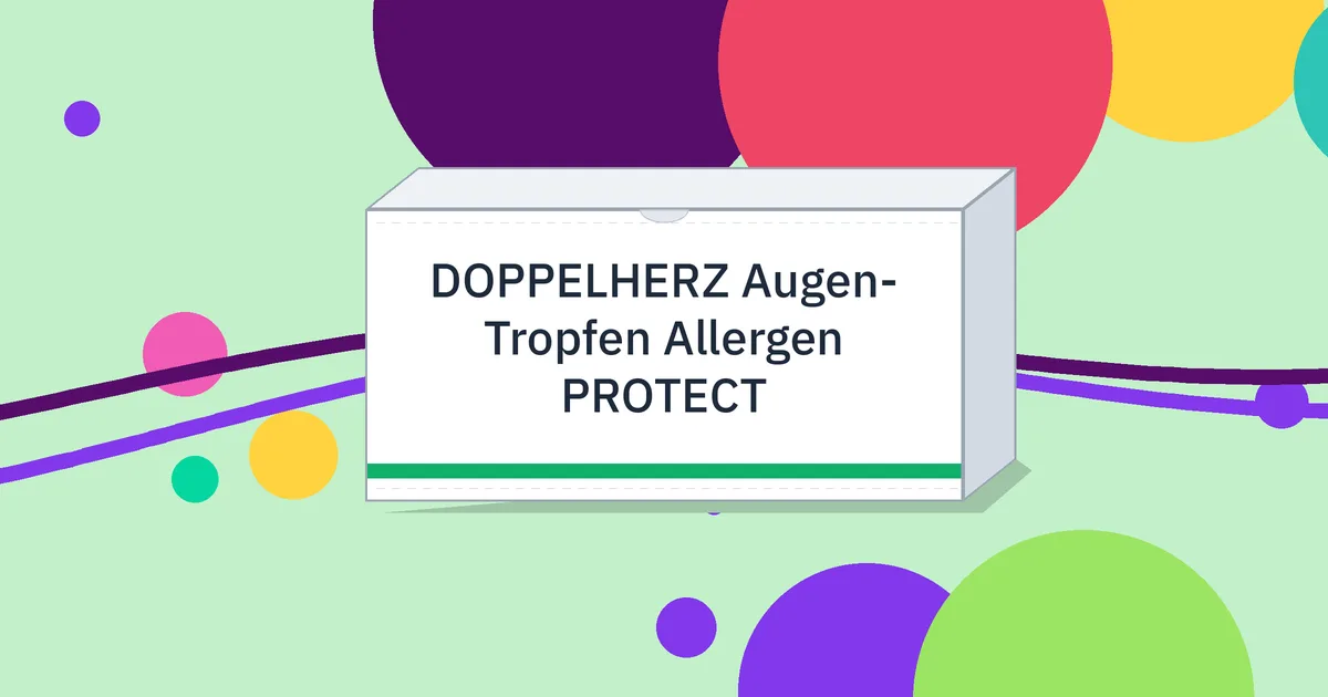 Symbolbild: Packung mit der Aufschrift DOPPELHERZ Augen-Tropfen Allergen PROTECT (PZN 19067679) – Verfügbarkeit und Bezug in Apotheken in Frankfurt am Main
