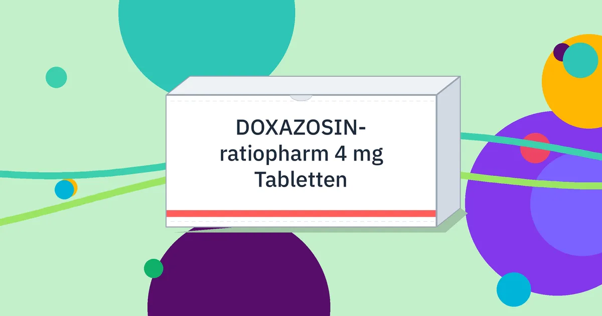 Symbolbild: Packung mit der Aufschrift DOXAZOSIN-ratiopharm 4 mg Tabletten (PZN 00171724) – Verfügbarkeit und Bezug in Apotheken in Frankfurt am Main