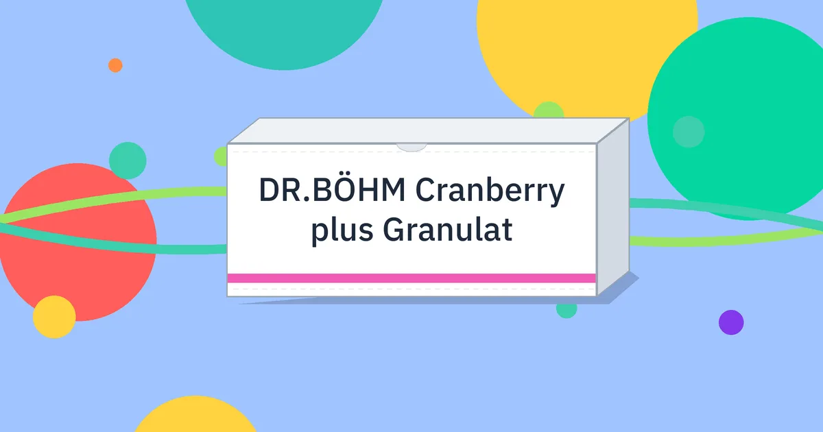 Symbolbild: Packung mit der Aufschrift DR.BÖHM Cranberry plus Granulat (PZN 15390917) – Verfügbarkeit und Bezug in Apotheken in Frankfurt am Main