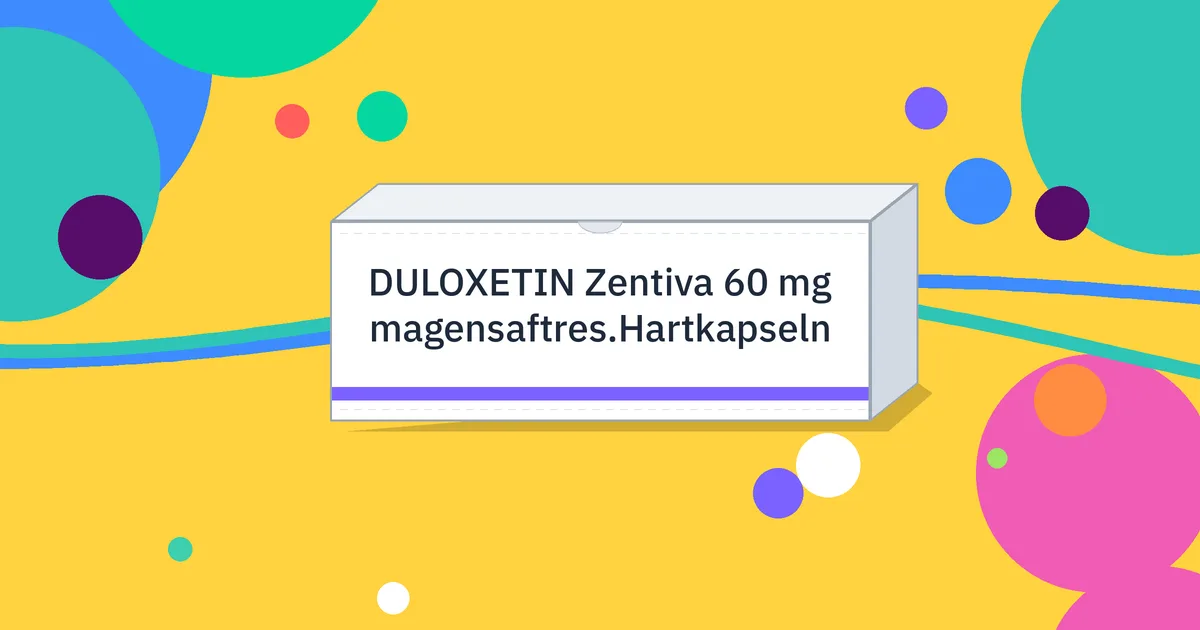 Symbolbild: Packung mit der Aufschrift DULOXETIN Zentiva 60 mg magensaftres.Hartkapseln (PZN 19769306) – Verfügbarkeit und Bezug in Apotheken in Frankfurt am Main