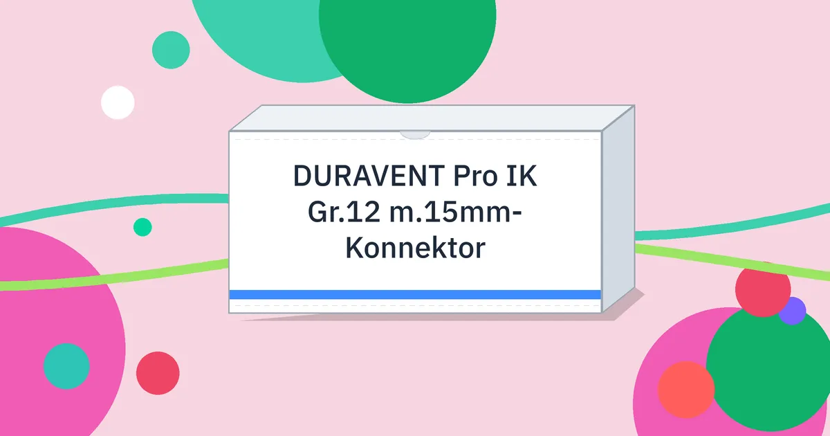 Symbolbild: Packung mit der Aufschrift DURAVENT Pro IK Gr.12 m.15mm-Konnektor (PZN 19243774) – Verfügbarkeit und Bezug in Apotheken in Frankfurt am Main