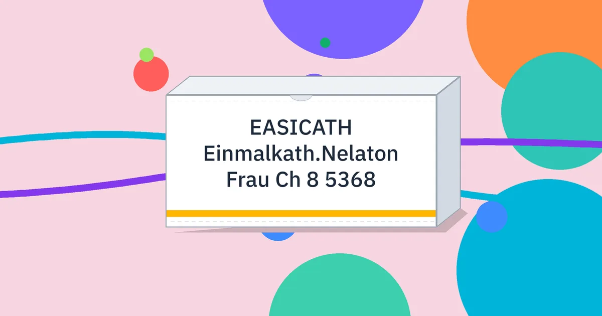 Symbolbild: Packung mit der Aufschrift EASICATH Einmalkath.Nelaton Frau Ch 8 5368 (PZN 00598931) – Verfügbarkeit und Bezug in Apotheken in Frankfurt am Main