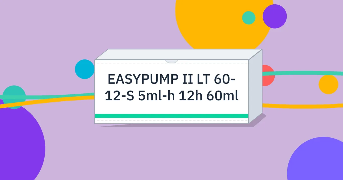 Symbolbild: Packung mit der Aufschrift EASYPUMP II LT 60-12-S 5ml-h 12h 60ml (PZN 09390741) – Verfügbarkeit und Bezug in Apotheken in Frankfurt am Main