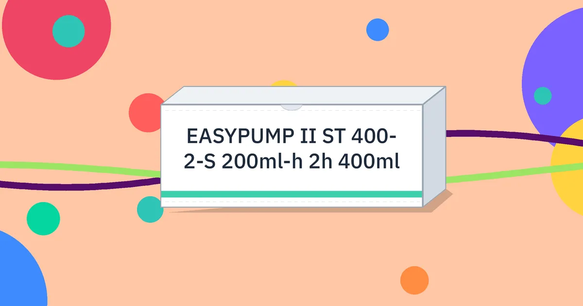 Symbolbild: Packung mit der Aufschrift EASYPUMP II ST 400-2-S 200ml-h 2h 400ml (PZN 09391019) – Verfügbarkeit und Bezug in Apotheken in Frankfurt am Main