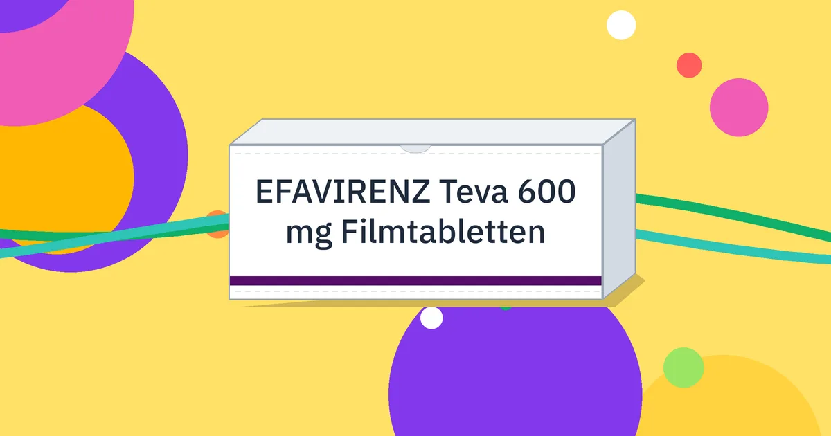Symbolbild: Packung mit der Aufschrift EFAVIRENZ Teva 600 mg Filmtabletten (PZN 06996437) – Verfügbarkeit und Bezug in Apotheken in Frankfurt am Main