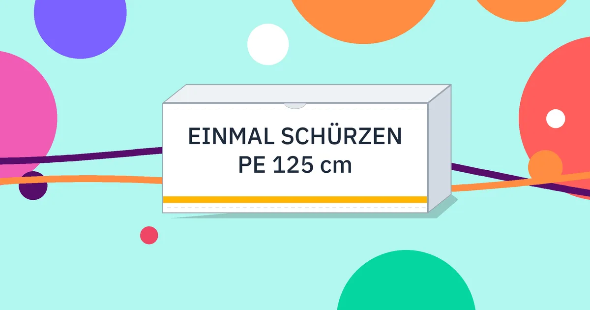 Symbolbild: Packung mit der Aufschrift EINMAL SCHÜRZEN PE 125 cm (PZN 20119789) – Verfügbarkeit und Bezug in Apotheken in Frankfurt am Main