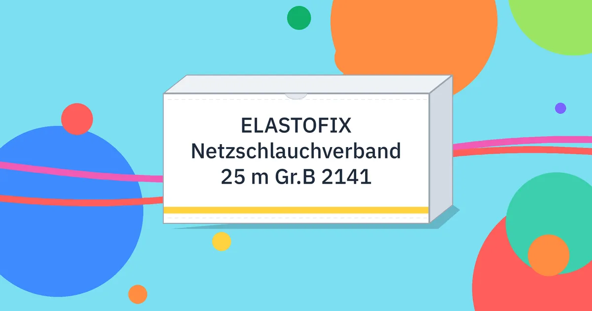 Symbolbild: Packung mit der Aufschrift ELASTOFIX Netzschlauchverband 25 m Gr.B 2141 (PZN 11184405) – Verfügbarkeit und Bezug in Apotheken in Frankfurt am Main