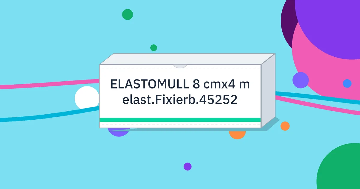 Symbolbild: Packung mit der Aufschrift ELASTOMULL 8 cmx4 m elast.Fixierb.45252 (PZN 19700289) – Verfügbarkeit und Bezug in Apotheken in Frankfurt am Main